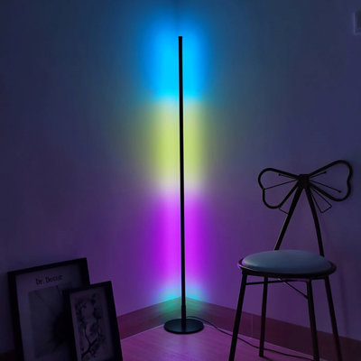Orren Ellis Leger RGB Floor Lamp Black Wayfair